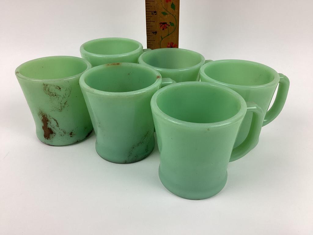 (6) Jadeite D-handle Mugs Auction