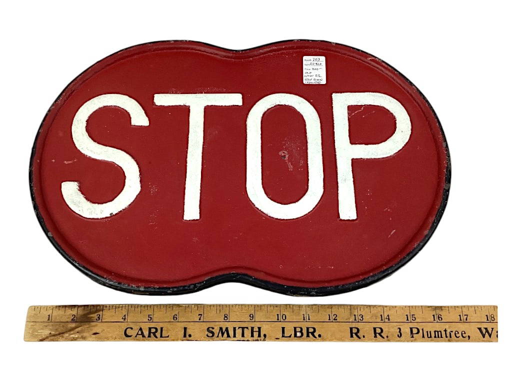 Norfolk & Western Railroad Cast Iron Stop Sign Auction