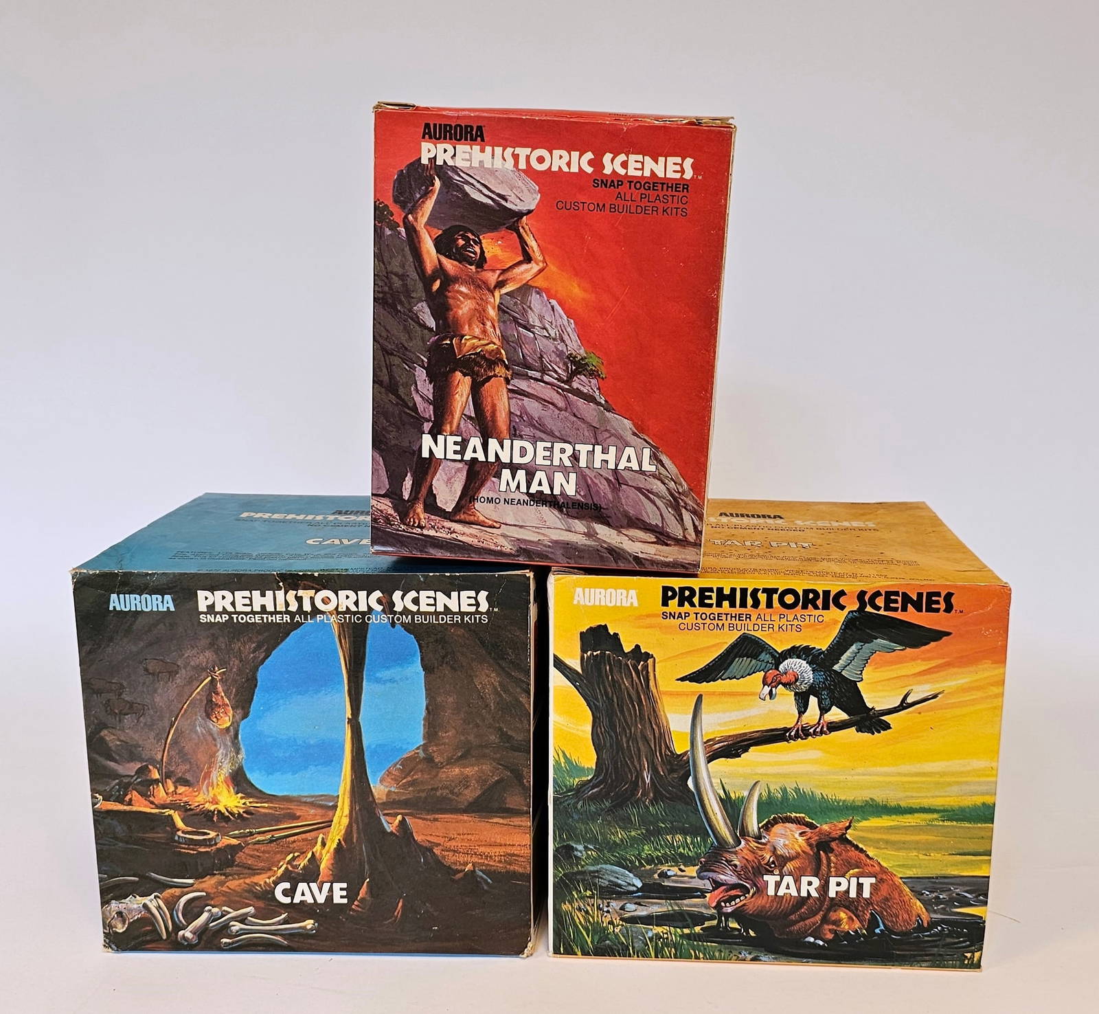 Three Boxed Aurora Prehistoric Scenes Plastic Assembly Kits To Include ...
