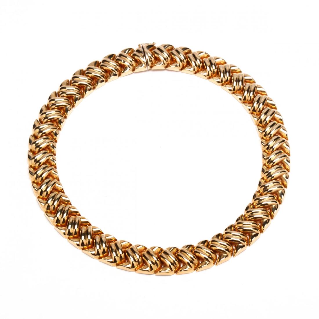 14kt Gold Collar Necklace, Italy