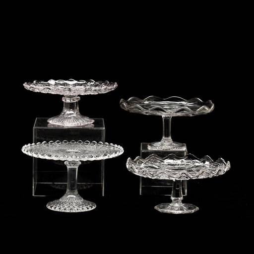Four Antique Glass Cake Pedestals