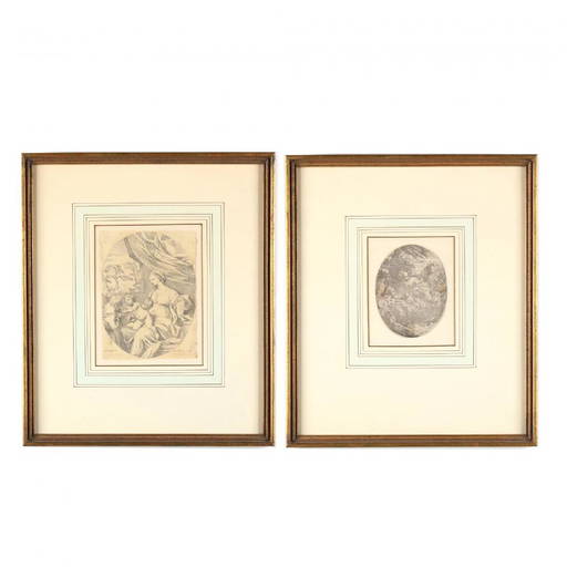 Two Italian Etchings Picturing The Virgin And Child