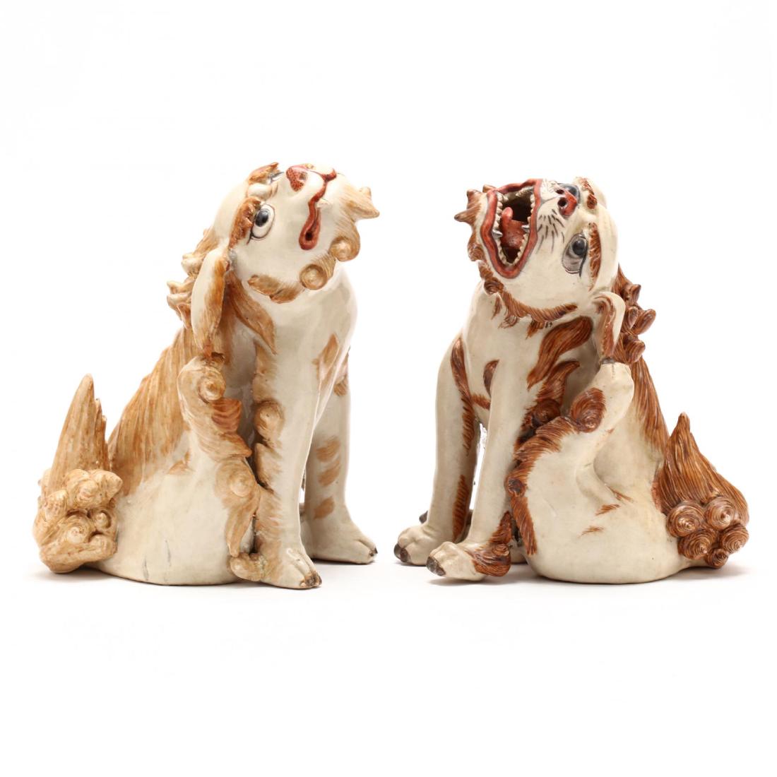 A Pair of Japanese Satsuma Shishi Dogs by Keida