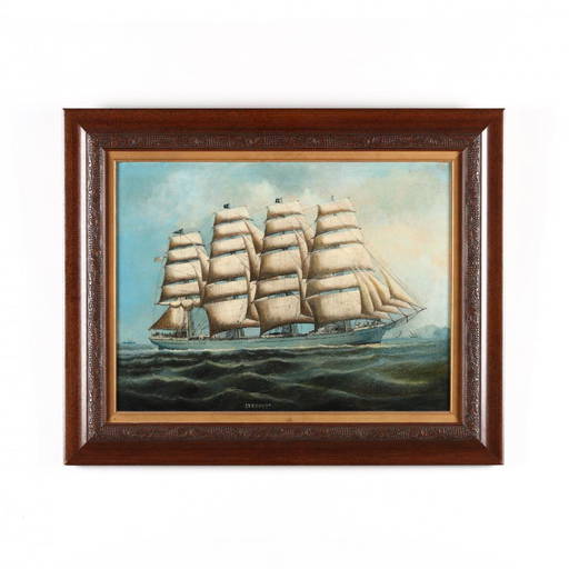 Antique China Trade School Painting, The Ship