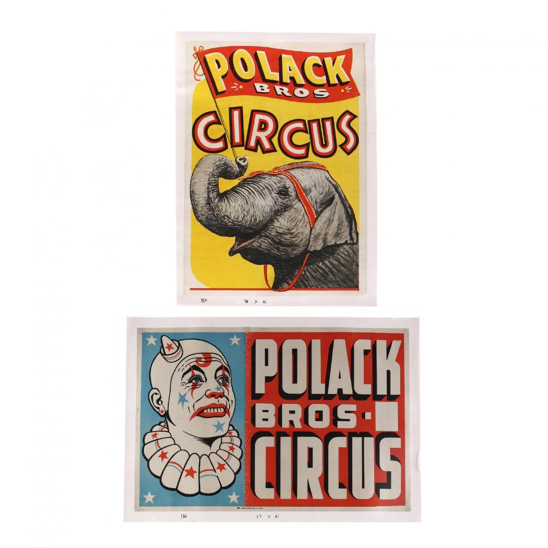 Two Polack Bros Vintage Circus Posters, Elephant and