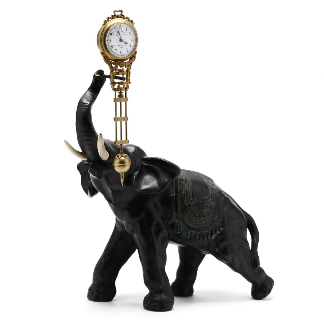 German Figural Elephant Swinging Clock
