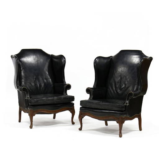 Pair Of Ephraim Marsh Leather Easy Chairs