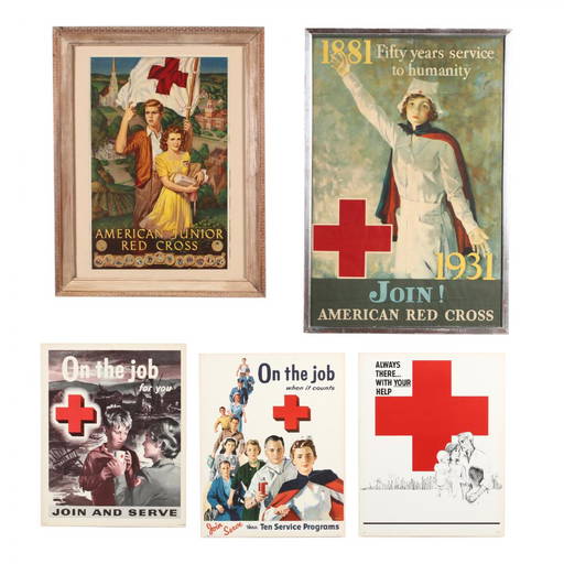 Five Vintage Red Cross Posters