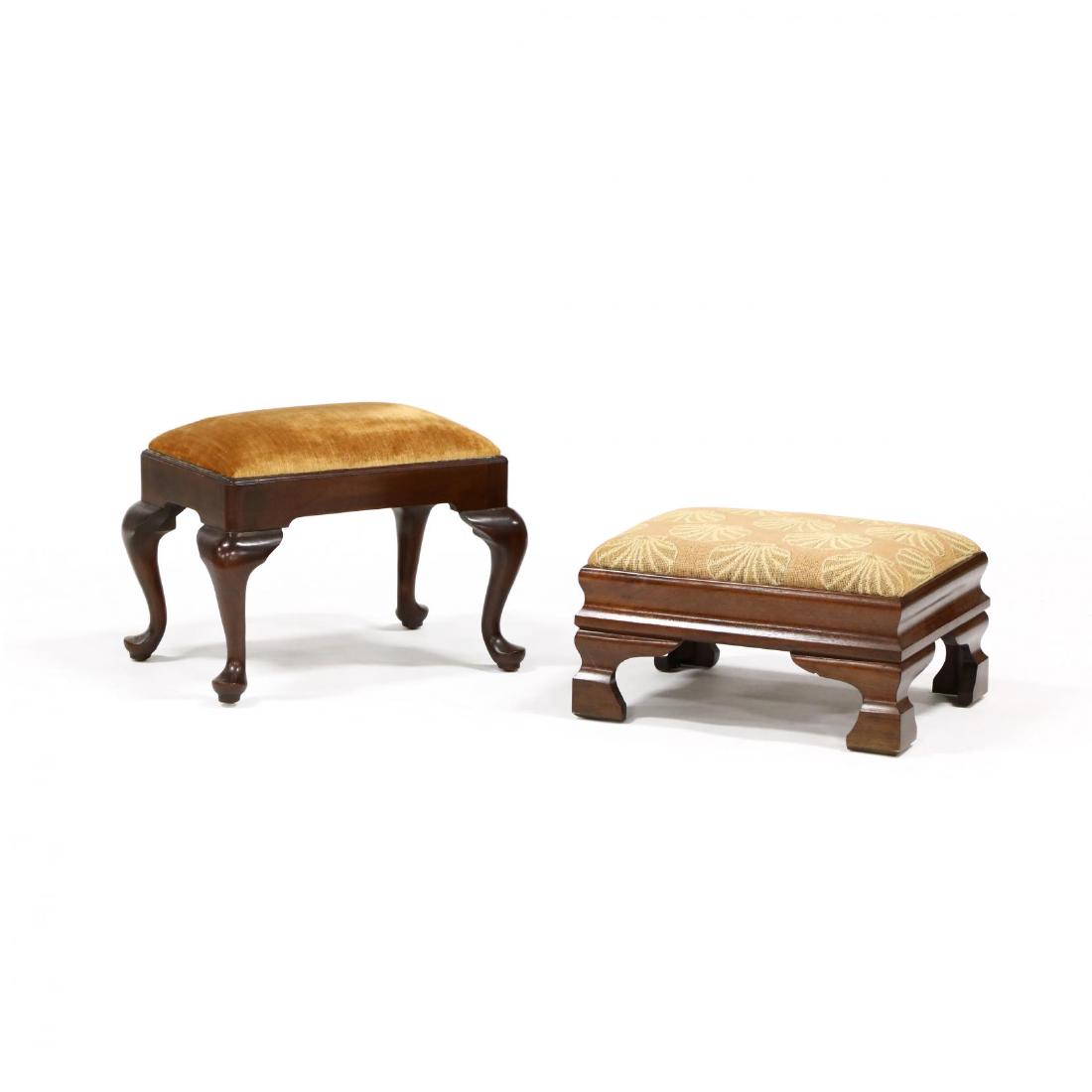 Two Mahogany Foot Stools, Incl. Henkel Harris