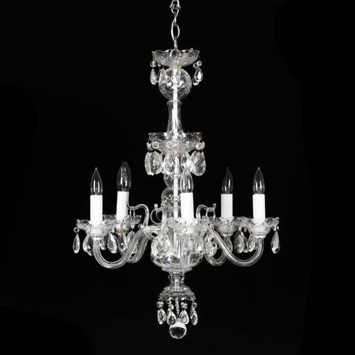 Vintage Crystal Drop Prism Chandelier And Ceiling