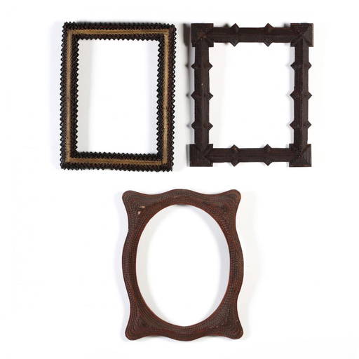 Three Large Tramp Art Frames