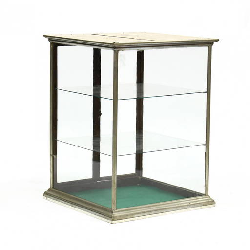 Antique Metal Clad Countertop Display Case