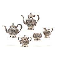 Kirk "Repousse" sterling silver coffee & tea set - Dec 10, 2015 | Alex ...