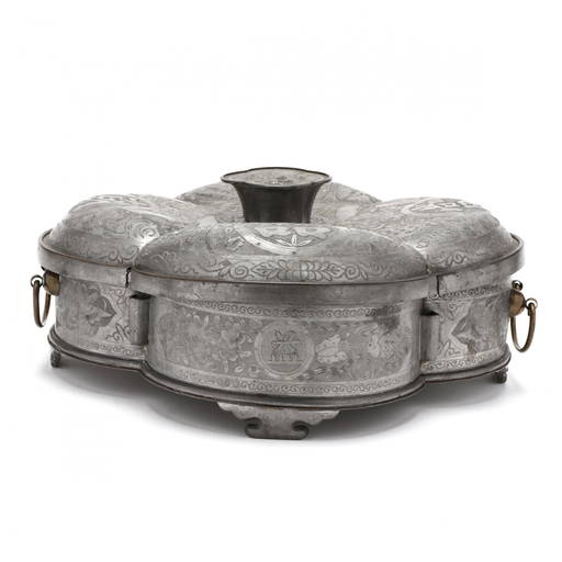 A Chinese Pewter Sweetmeat Serving Container