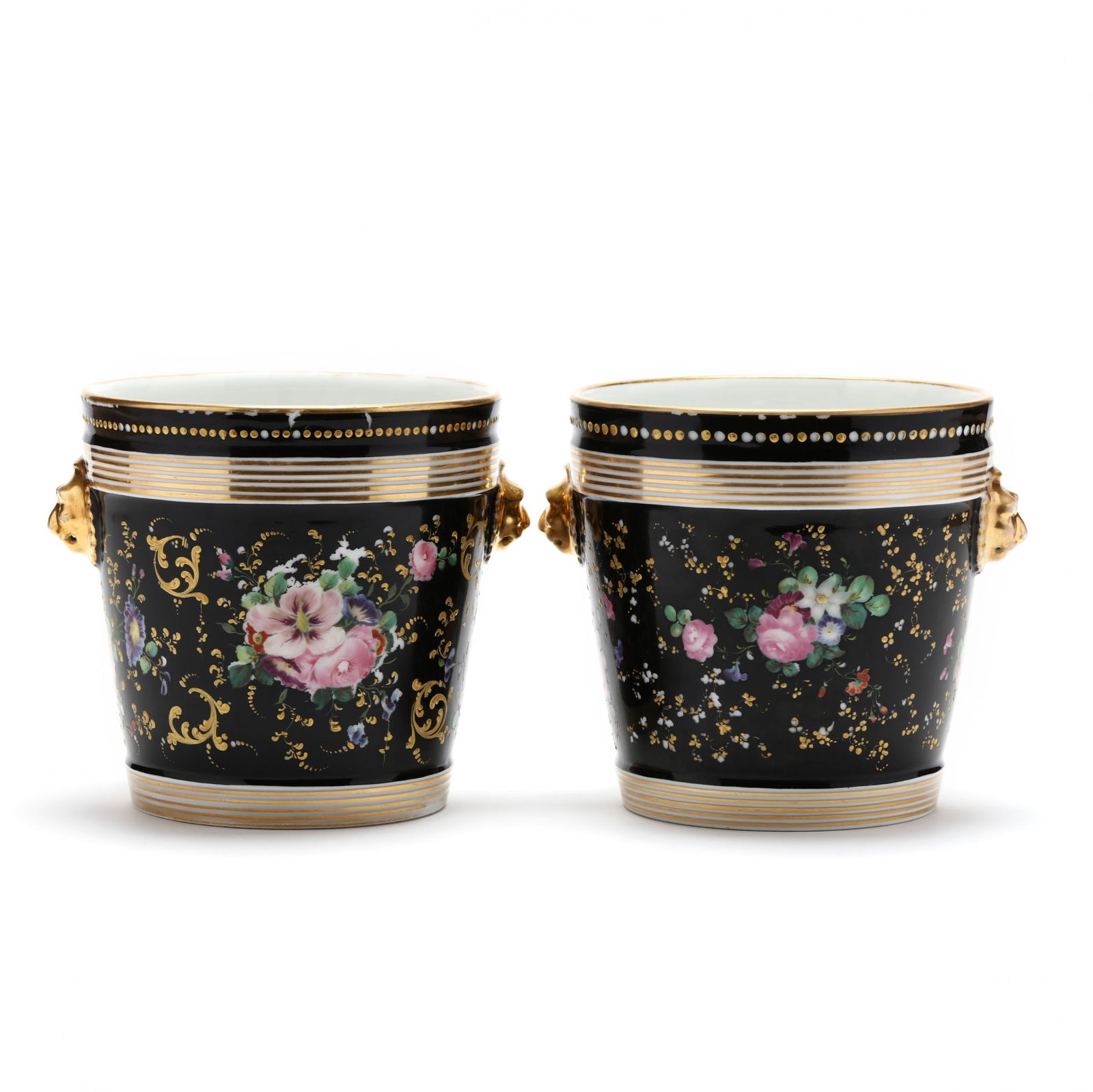 Pair Of English Porcelain Cache Pot