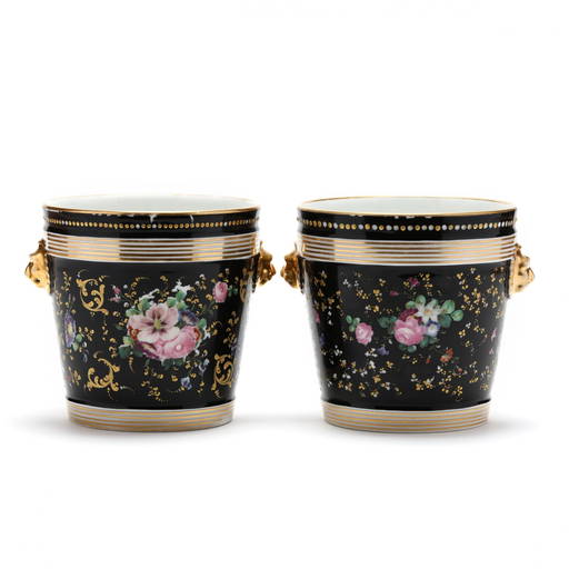 Pair Of English Porcelain Cache Pot