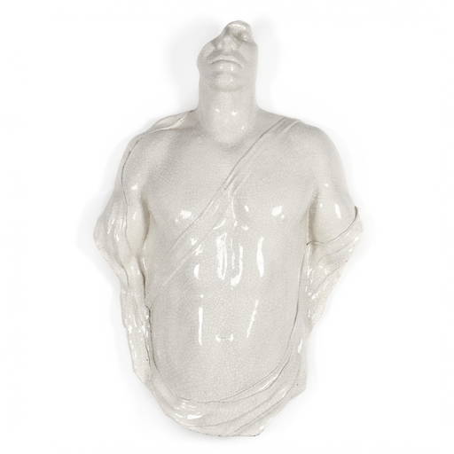 Raku Wall Sculpture Of A Male Torso, Signed S. Porter