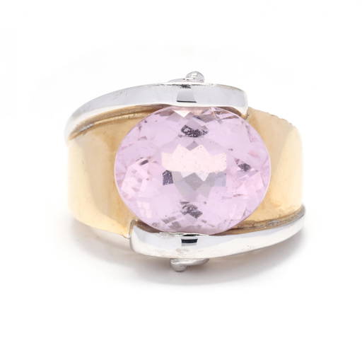 Bi Color Gold, Kunzite, And Diamond Ring