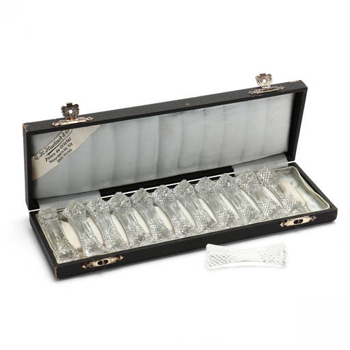 Cased Set Of Twelve Cut Glass Knife Rests