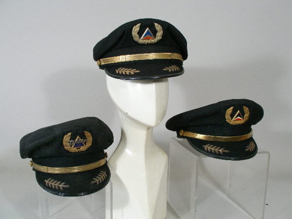 Three Vintage Delta Airlines Captain Hats,