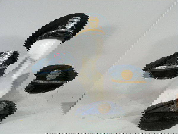 Four Vintage Trailways Bus Driver Hats,