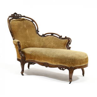 French Rococo Revival Mahogany Chaise Lounge