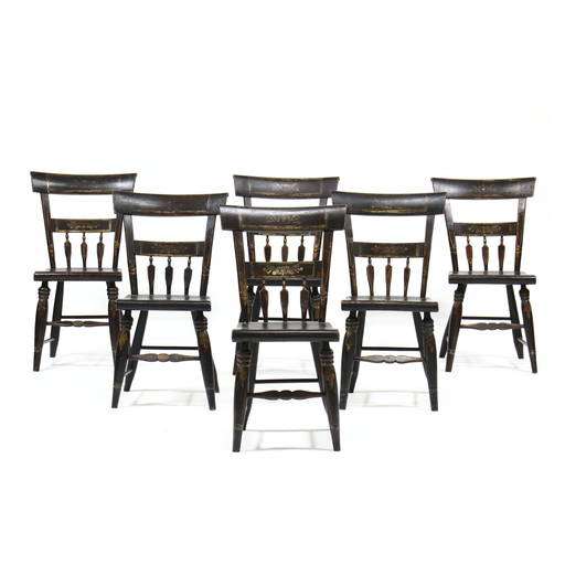 Set Of Six New England Painted Arrow Back Chairs