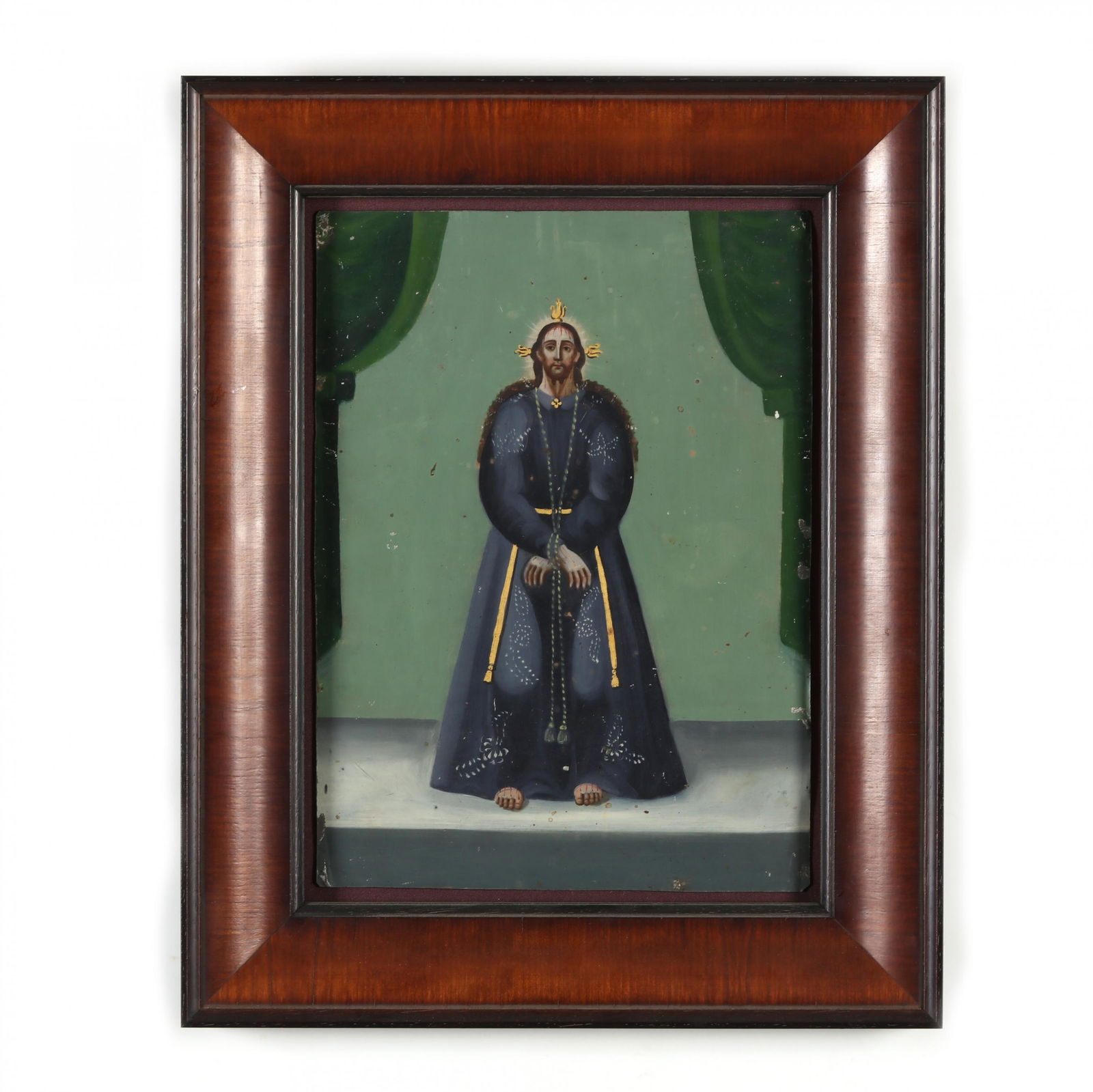 An Antique Retablo Of Ecce Homo (behold The Man)