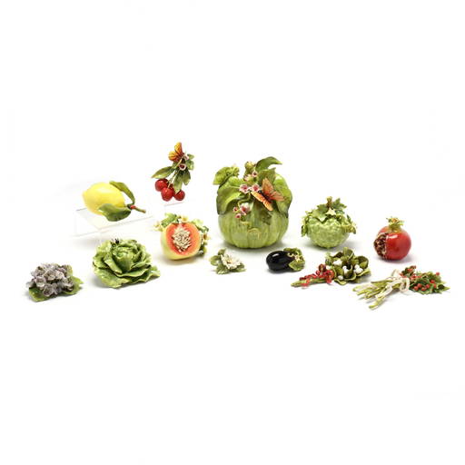 Eva Gordon, Group Of Twelve Ceramic Fruit And Vegetables