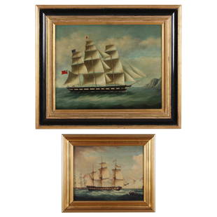 Huth, Julius. Ship In Distress Large Framed Maritime Oil On Canvas ...