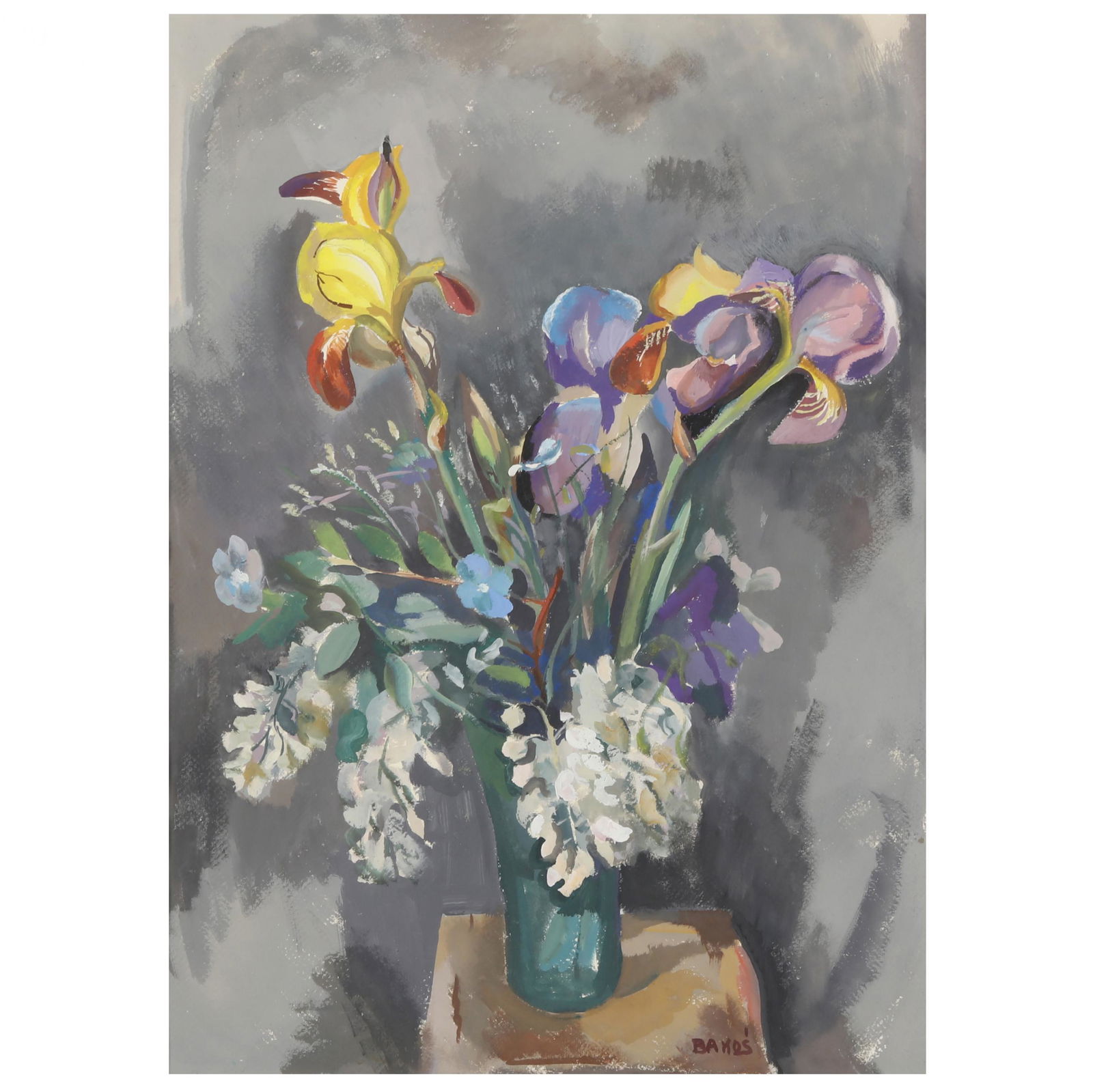 Jozef Bakos (American, 1891-1977), Still Life with Irises (a double ...