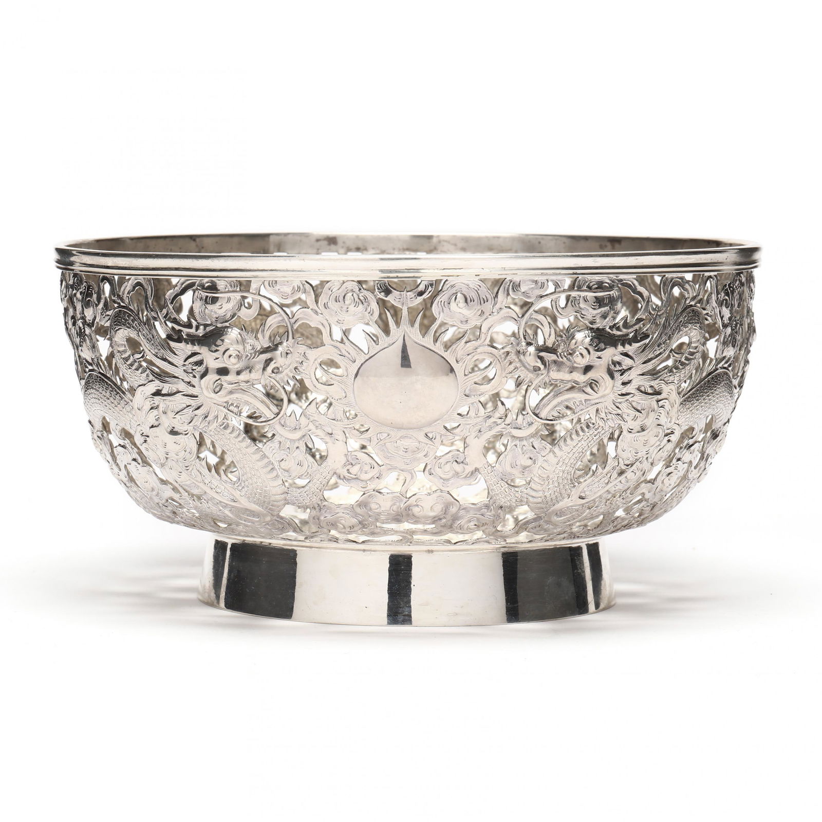 A Chinese Export Silver Dragon Bowl, Mark Of Sing Fat And Wing Fat