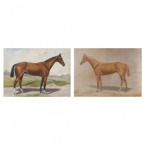 Harry Lyman (American, 1856-1933), A Pair of Thoroughbred Portraits ...
