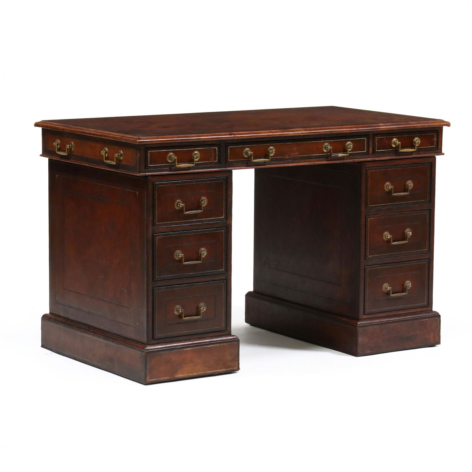 Maitland-Smith, Leather Wrapped Double Pedestal Desk (#0176) on Jan 05 ...