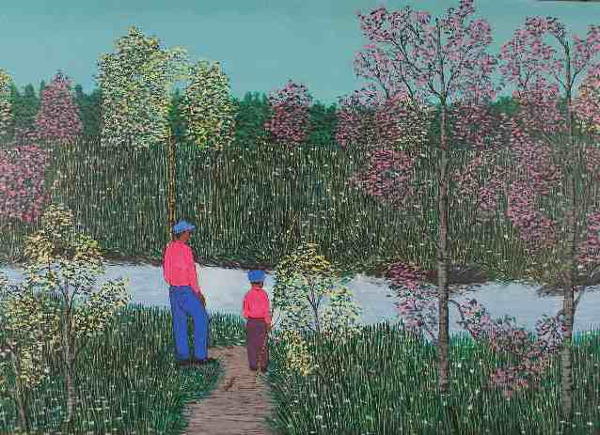 217: Folk Art Acrylic on Canvas, Valton Murray,