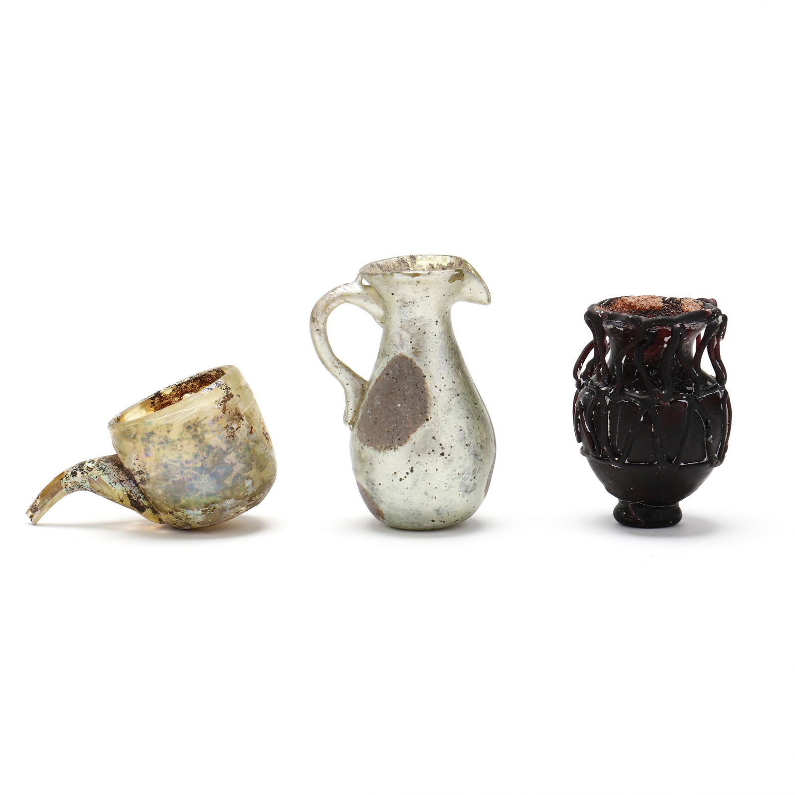 Three Roman Style Glass Containers