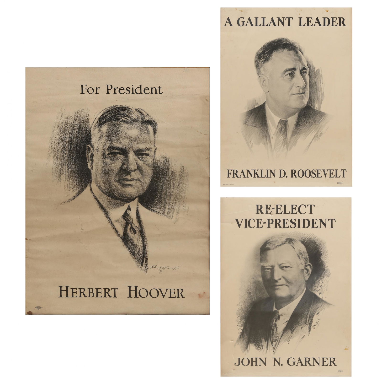 Campaign Posters For Herbert Hoover (1928) And Roosevelt Garner (1936)