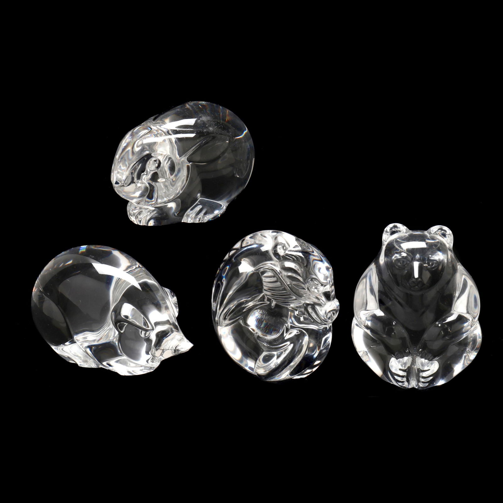 Four Steuben Crystal Hand Coolers