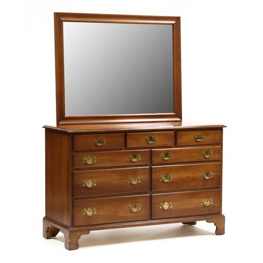 Henkel Harris, Cherry Double Dresser With Mirror