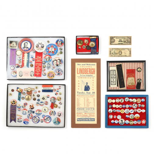 Collection Of American Political Buttons, Badges And Related Memorabilia