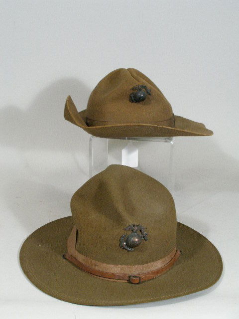 1123: Two US Marines Campaign Hats, WWI Era,