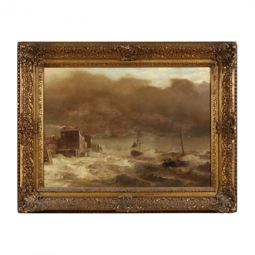 Henry Pember Smith (american, 1854 1907), A Gale On The Coast Of Holland