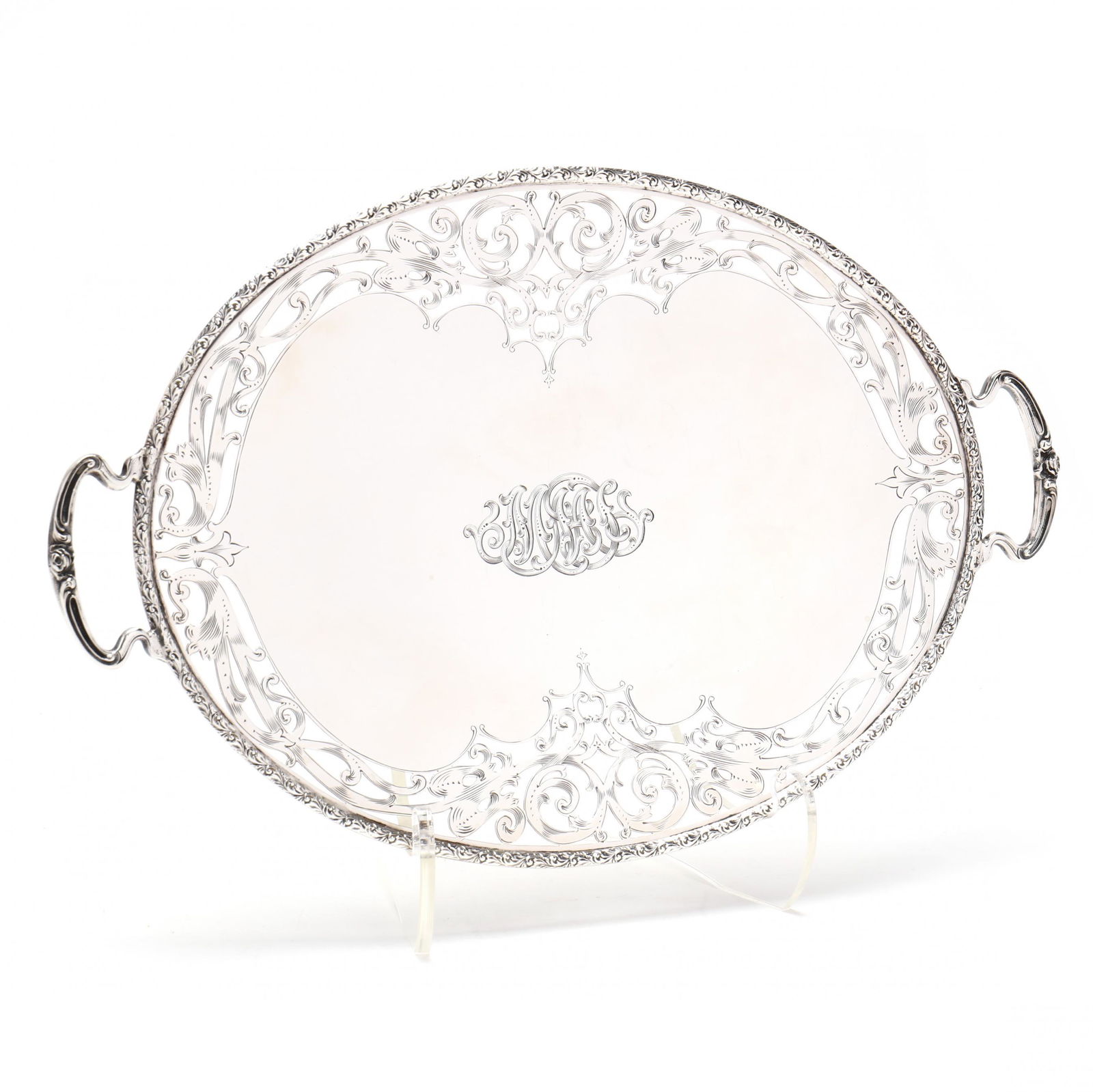 American Sterling Silver Cutwork Oval Cake Plate
