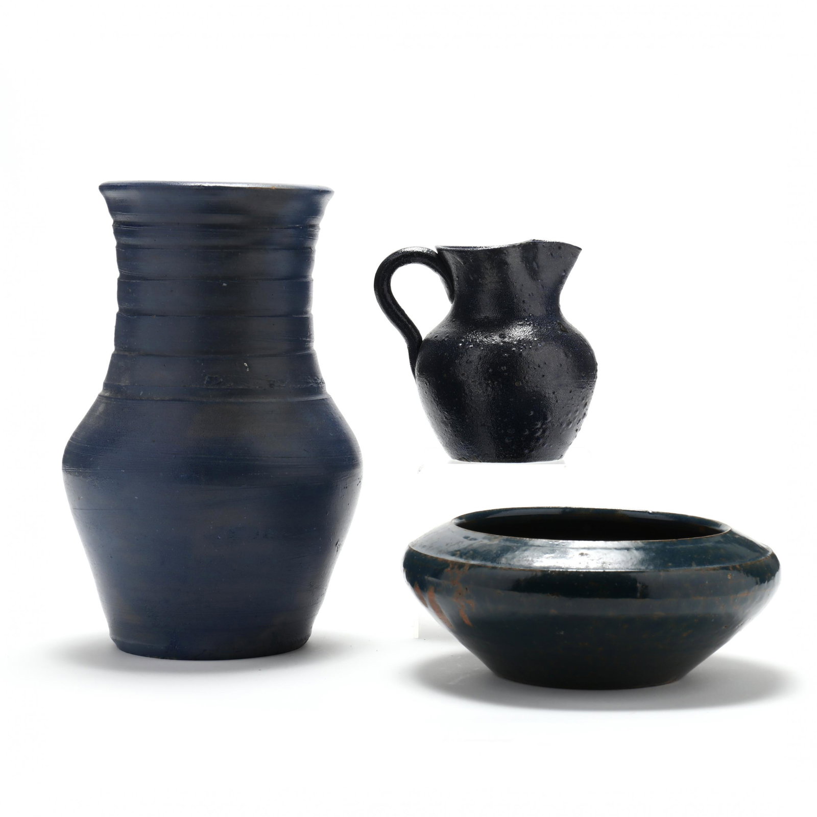 Attributed J.b. Cole Pottery, (steeds, Nc) Three Vessels