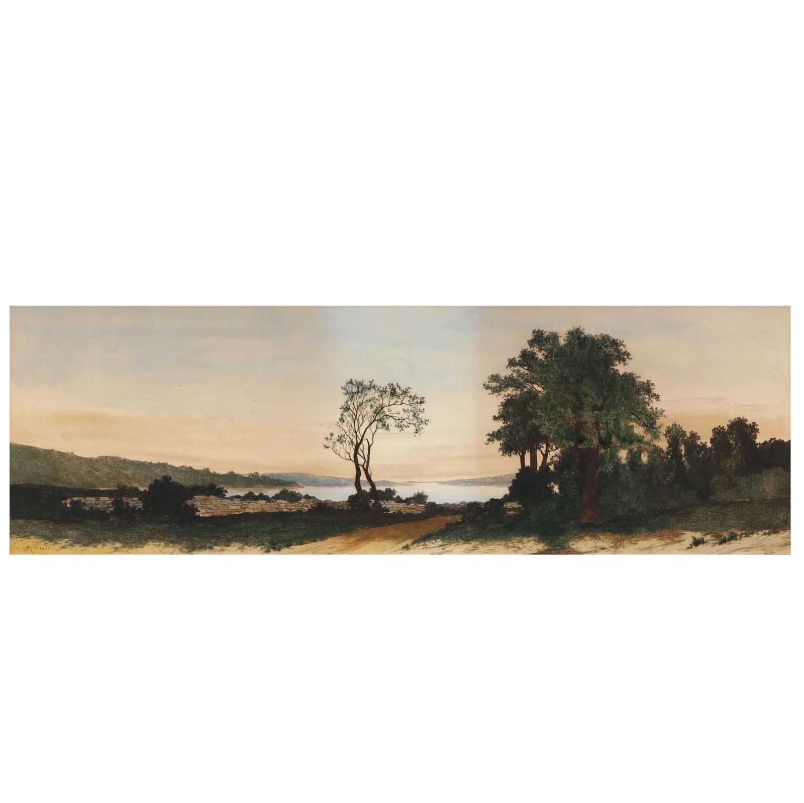 Ernest C. Rost (american, 1866-1940), Panoramic Landscape Etching Auction