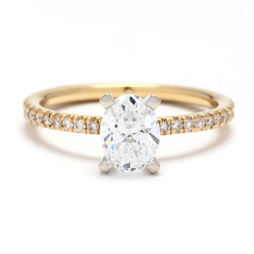 Unmounted Oval Cut Diamond With Gold And Diamond Mount