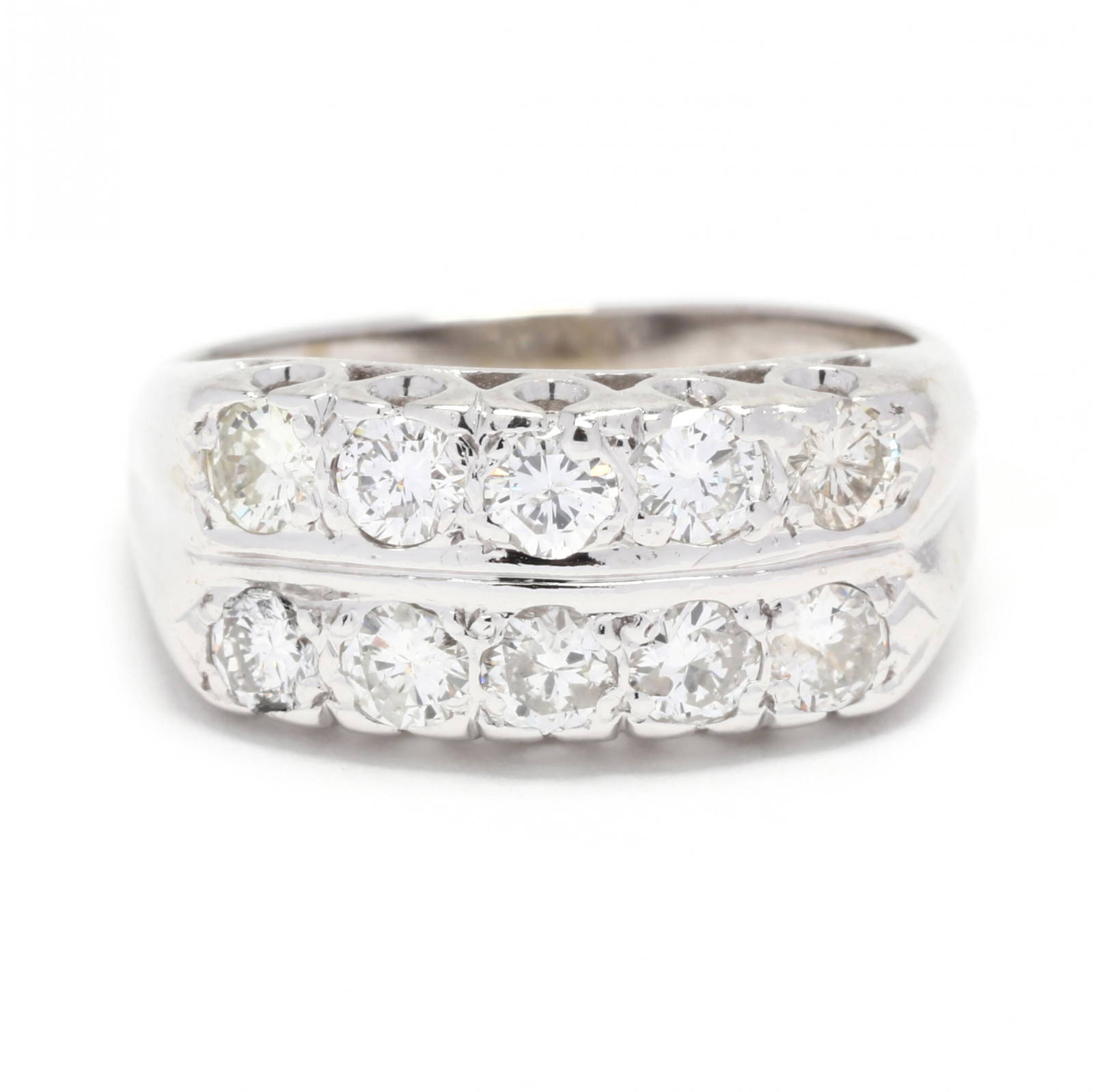 White Gold Two Row Diamond Ring Auction