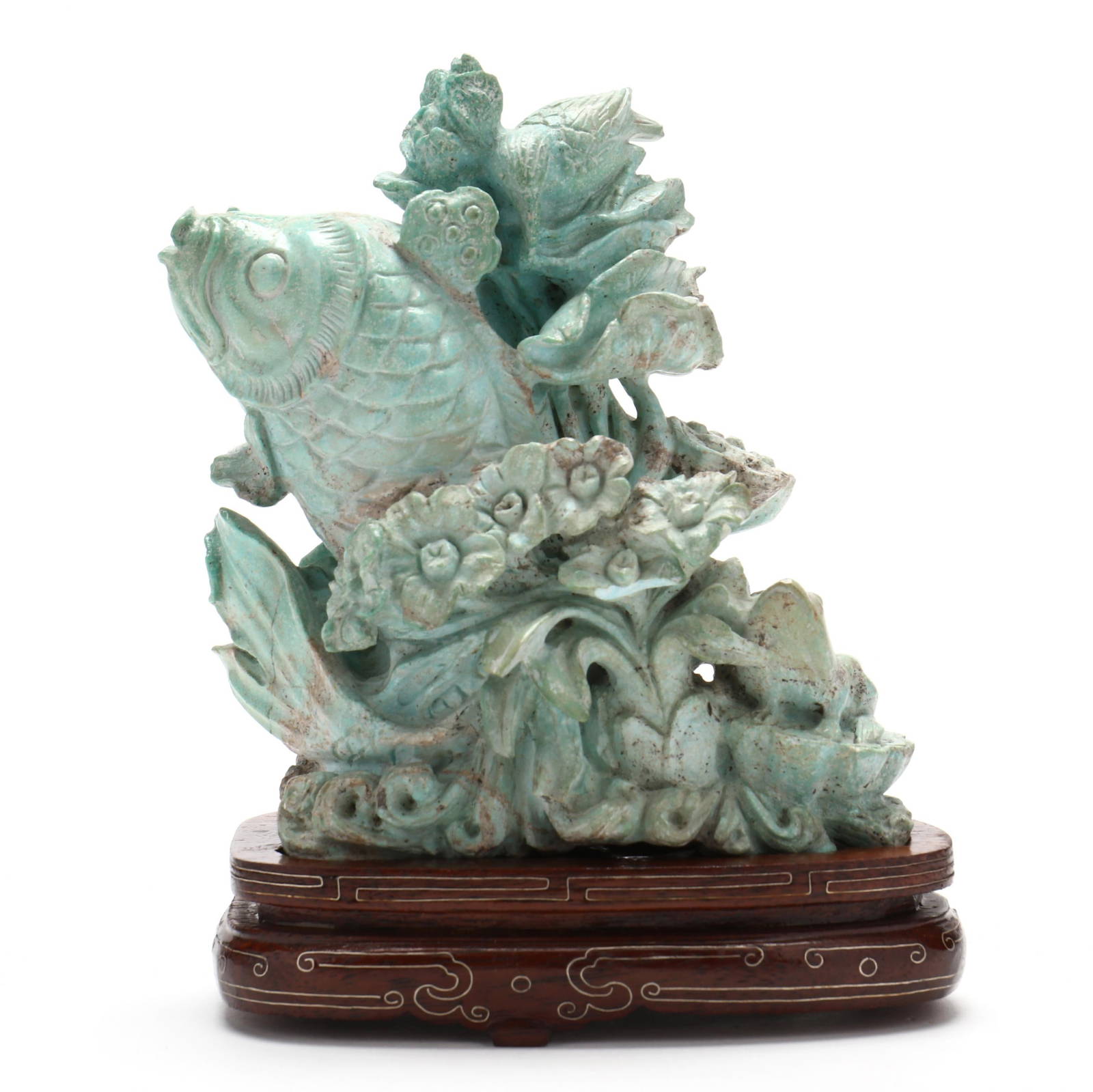 A Chinese Carved Turquoise Fish Auction