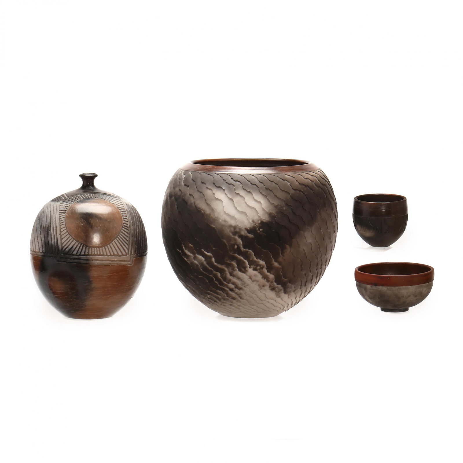 Nancee Meeker (american, 1951 2022), Four Raku Pottery Works