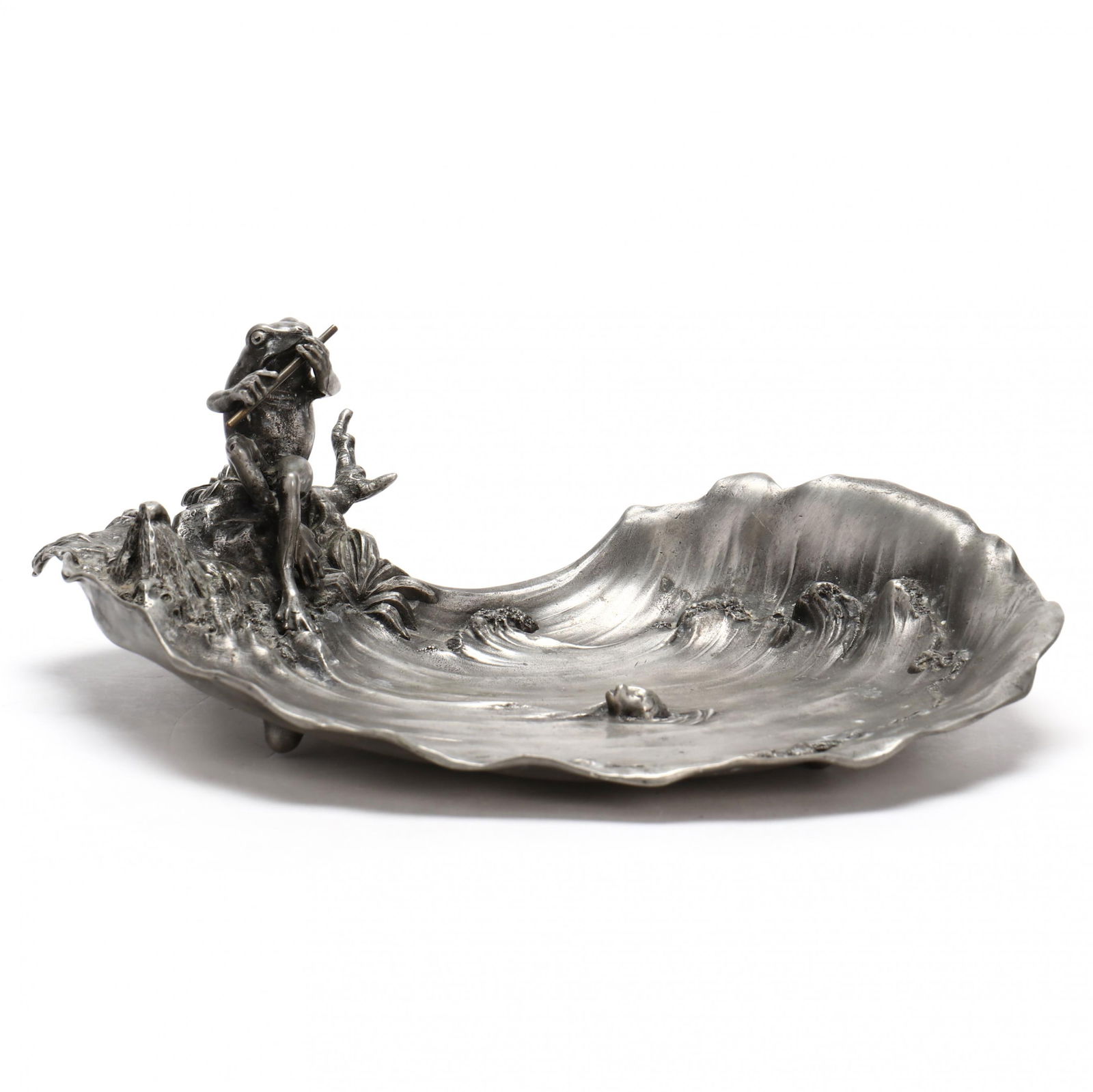 Achille Gamba (italy, 1881-1944), Pewter Frog Dish Auction